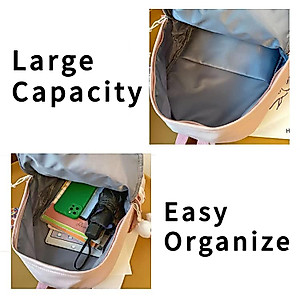 Kawaii Aesthetic Cute Back to School Backpack with Lovely Accessories and Pendant for Girls and Boys in 4 Colors (Yellow)