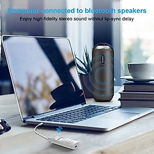 Bluetooth 5.0 Transmitter and Receiver 3 in 1, Dual Pairing Bluetooth Audio Transmitter Receiver Wireless Adapter with LCD Display 3.5mm AUX Stereo Output for TV, PC, Car, Headset, Earbud