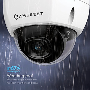 Amcrest 2-Pack UltraHD 4K (8MP) Dome POE IP Camera, 3840x2160, 98ft NightVision, 2.8mm Lens, IP67 Weatherproof, IK10 Vandal Resistance, MicroSD Recording, White (IP8M-2493EW-V2)