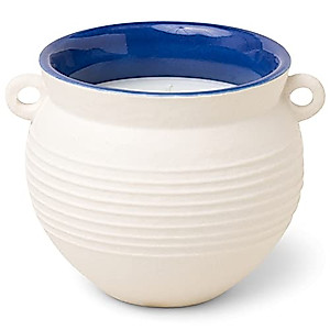 Paddywax Candles Santorini Soy Wax Scented Candle, Ceramic Greek Candle Vase, 8.5 Ounces, Cliff & Hinoki Wood