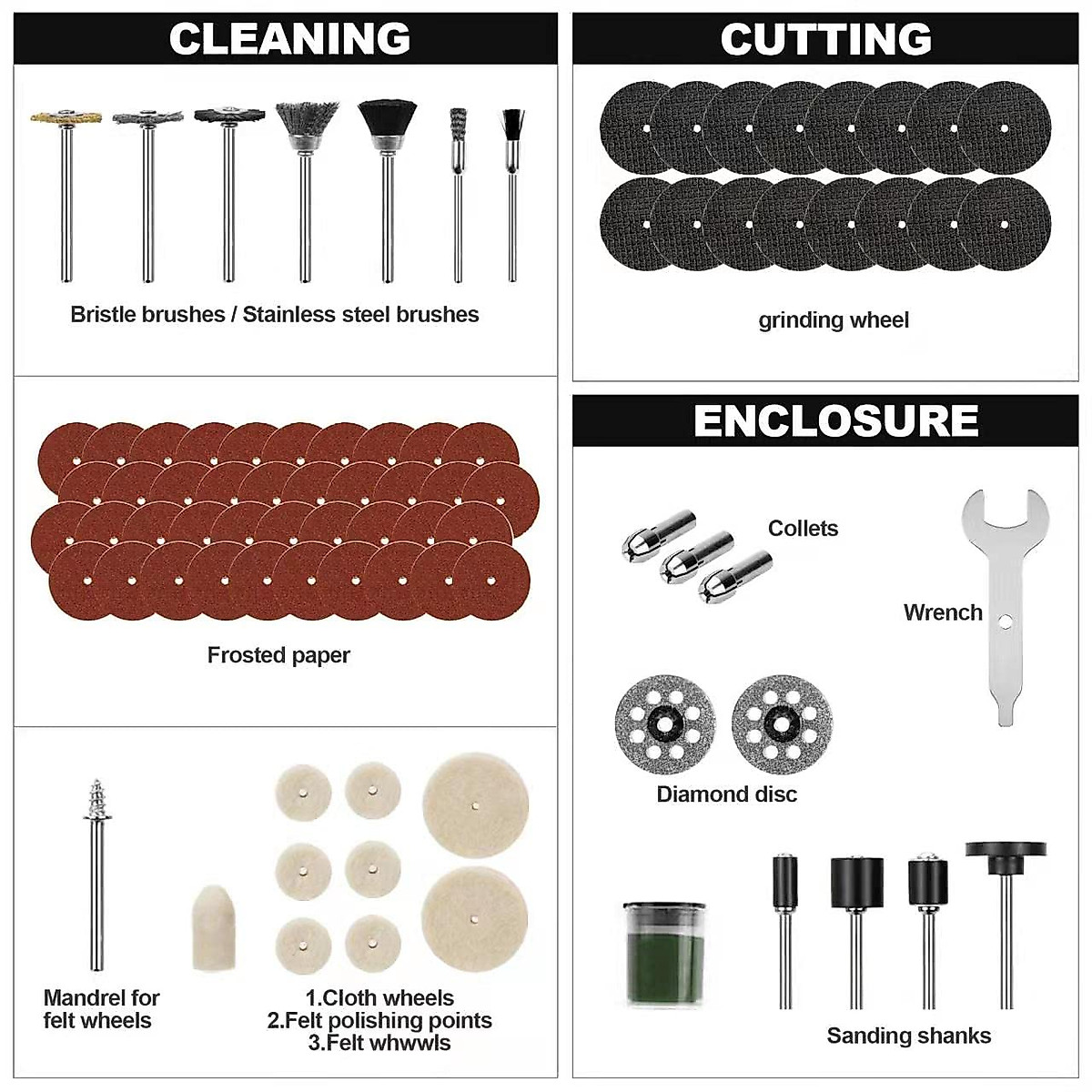 POPULO 305-Piece Rotary Tool Accessories Kit, 1/8-inch Diameter Shanks, Universal Fitment for Easy Cutting, Grinding, Sanding, Sharpening, Carving and Polishing, Storage Case.…