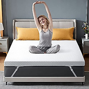 3 Inch Gel Memory Foam Mattress Topper Queen Size, Cooling Mattress Pad for Back Pain, with Removable Bamboo Cover，Bed Topper Soft & Breathable