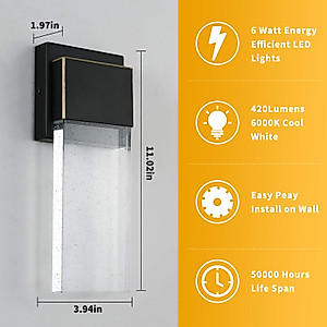 Derynome Outdoor Wall Sconce 2 Pack,Wall Light Fixture with Bubble Glass for Doorway Garden Hallway Patio Living Room,Oil Rubbed Bronze