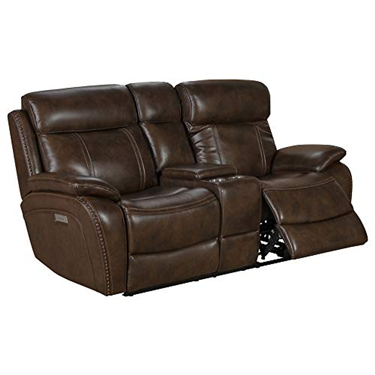 Barcalounger Sandover Power Reclining Console Loveseat, Tri-Tone Chocolate