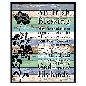 May The Road Rise To Meet You Irish Blessing Wall Decor - Irish Decor - Irish Quotes Wall Decor - Positive Inspirational Quotes Poster Sign Decorations - Sayings for Wall Decor - Uplifting Gifts