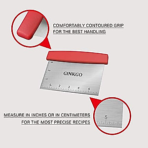 GINKGO Stainless Steel Bench Scraper Red and Blue