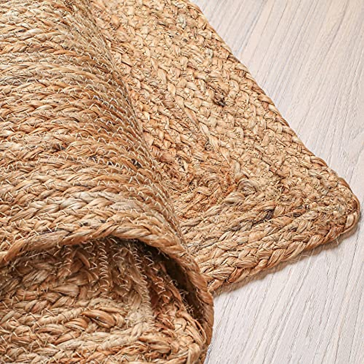 Hausattire Hand Woven Jute Braided Rug, 6'x9' - Natural, Reversible Rustic Farmhouse Area Rugs for Living Room, Kitchen, Bedroom - 72x108 Inches