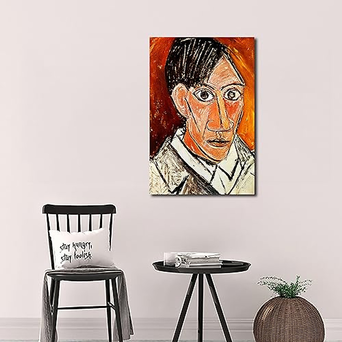 Pablo Picasso Wall Art & Decor - Self Portrait Poster Decorative Painting Canvas Wall Art Living Room Bedroom Painting1 Piece Framed or Unframed Women and Men Gift (Unframe,12in*18in)