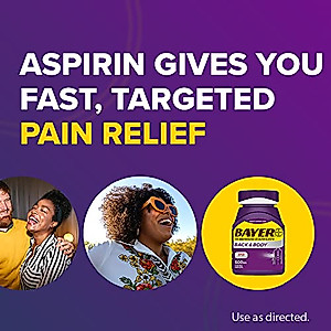 Bayer Back & Body Extra Strength Aspirin, 500mg Coated Tablets, Fast Relief at the Site of Pain, Pain Reliever with 32.5mg Caffeine, 200 Count