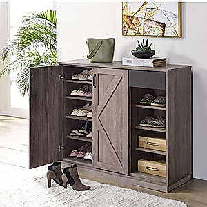 Bellemave Shoe Storage Cabinet, 4 Tier Shoe Rack with Drawers and Doors, Entryway and Hallway Furniture for Home and Office,47 inch,Gray Oak