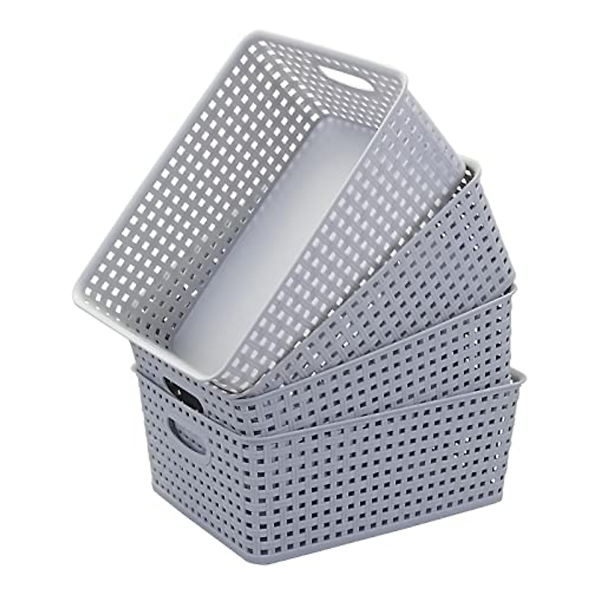 Kiddream 8 Quart Plastic Storage Basket, Woven Storage Basket Bins Set of 4, F