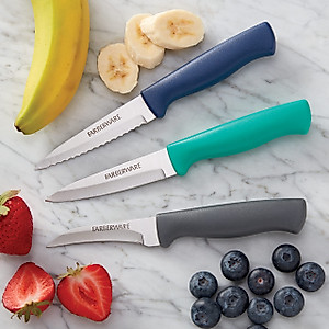 Farberware Stainless Steel Chef Knife Set, 3-Piece, Blue
