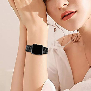 Bestig Compatible for Apple Watch Band 42/44/45/49mm or 38/40/41mm, Stainless Steel Metal Adjustable Sport Business Wristband Bracelet Strap for iWatch Series Ultra 8 7 6 SE 5 4 3 2 1 (Black)