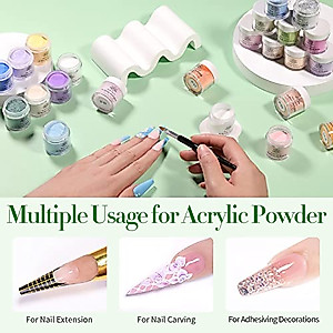 BORN PRETTY Acrylic Powder Set 36 Colors Acrylic Nail Powder Nude Pink Blue Yellow Purple Red Glitter Professional Polymer 3D Acrylic Nail Art Kit for French Nail Extension All Seasons Nail Carving