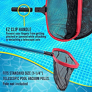U.S. Pool Supply Professional Deluxe Swimming Pool Leaf Skimmer Rake with Deep Net Bag, Heavy Duty - Strong Reinforced Aluminum Frame, Faster Cleaning & Easier Debris Pickup & Removal, EZ Clip Handle