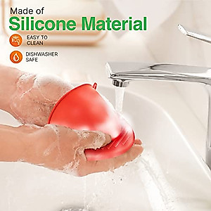 NutriChef 2 pcs Mini Red Silicone Gloves, Anti Slip Flexible Design for Nonstick Carbon Steel Bakeware Pans, Dishwasher Safe, Protects Hands from Hot Cast Iron Handle or Microwave Dish