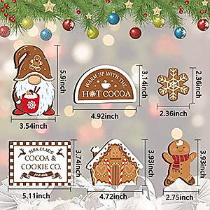 10 Pieces Christmas Tiered Tray Decor-Winter Holiday Gingerbread Themed Decor with Hot Cocoa Bar and Cute Gnomes Wooden Signs for Farmhouse Rustic Centerpiece Home Room Table Fireplace Shelf