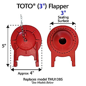 Korky, Pack of 1, Red 2021BP TOTO Toilet Repairs-Large 3-Inch Flapper-Easy to Install-Made in USA