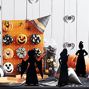3PCS Halloween Decorations Black Halloween Hocus Pocus Witch Silhouette Wooden Table Centerpieces with Base for Halloween Party Decorations Hocus Pocus Scary Silhouette Wooden Signs Halloween Decor