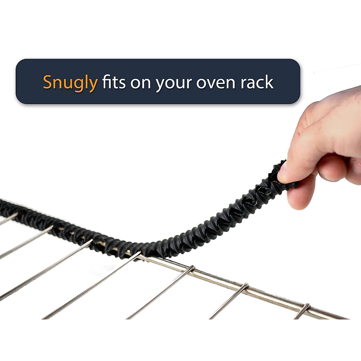 Silicone Oven Rack Shields by Linda’s Essentials (3 Pack) | Heat Resistance Silicone Oven Rack Protectors Guards Against Burns and Scars | 14 Inches Long (Black)