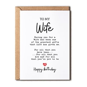 To My Wife - Wife Birthday Card - Wife Is The Greatest Gifts In My Life - Birthday Card For Wife - Gift For Wife Card- Christmas Gifts For Wife