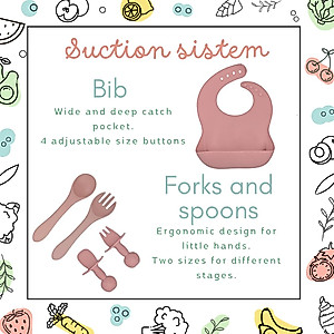 Baby Feeding Set 10 Piece | Baby Led Weaning Utensils Set Includes Suction Bowl and Plate, Baby Spoon and Fork, Sippy Cup with Straw and Lid | Baby Feeding Supplies Set