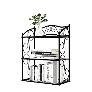 YADOOLIFE Metal Wire Wall Shelf Unit, 3-Tier Wall Mounted Floating Shelves with Liners, Hanging/Standing Storage Shelving Rack for Pantry Bathroom Office Home Organization (Black)