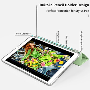 Aoub Case for iPad Air 3rd Generation/Pro 10.5, Trifold Stand Auto Sleep/Wake Slim Smart Cover Frosted Translucent Soft TPU Shockproof Case with Pencil Holder for Air/Pro 10.5 inch, Light Green