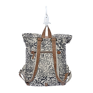 Myra Bag Floral Cowhide & Upcycled Canvas Backpack S-1161