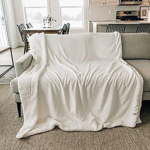 GRACED SOFT LUXURIES Throw Blanket Sherpa Fleece Minky Microfiber Reversible Soft Throw (Ivory, XL Throw 60" x 80")
