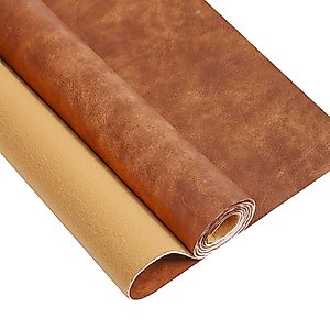 Premium Faux Leather Upholstery Fabric 1.2mm Thickness，Waterproof Upholstery Leather Distressed Bark Fabric(Light Brown,Pre-Cut 36"x54")