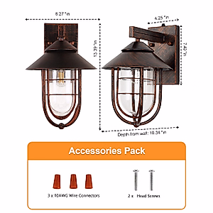 VOCLDFA Dusk to Dawn Sensor Outdoor Wall Lantern Nautical Style Outdoor Lighting fixtures Wall Mount Waterproof Outdoor Wall Sconce Retro Oil Rubbed Bronze Finish Outside Wall Lamp for Porch Yard