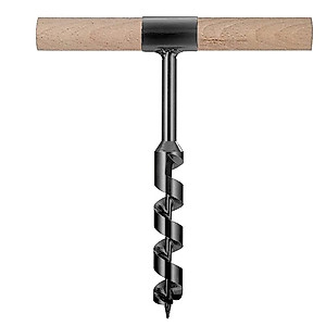 UONDER Multipurpose Manual Survival Drill Bit, with a Wooden Stick Hand Auger Woodworking Hole Saw Bit Fix The ​Tent Nails for Outdoor and Camping Perfect Addition Tool to Survival (Size : 0.866in)