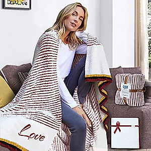 Gift for Mom Knit Blanket from Daughter Son Soft Throw Blankets for Women Love You Birthday Mom Gifts Wife Her Grandma Couch Bed Lightweight Warm (50"x60")