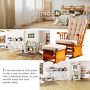 Dvasovio Rustic Glider Chair for Nursery with Ottoman, Resistant Rubber Wood Nursery Glider and Ottoman Sets for Relaxing, Rocking Chair for Living Room Bedroom