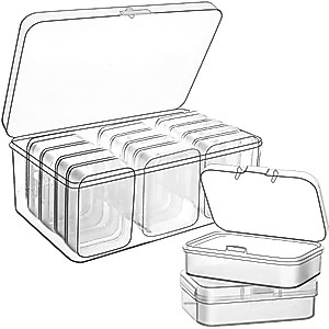 12 Pack Plastic Clear Beads Storage Box Organizer Small Storage Containers Mini Organizer Storage Box with Hinged Lid for Small Items Crafts Jewelry