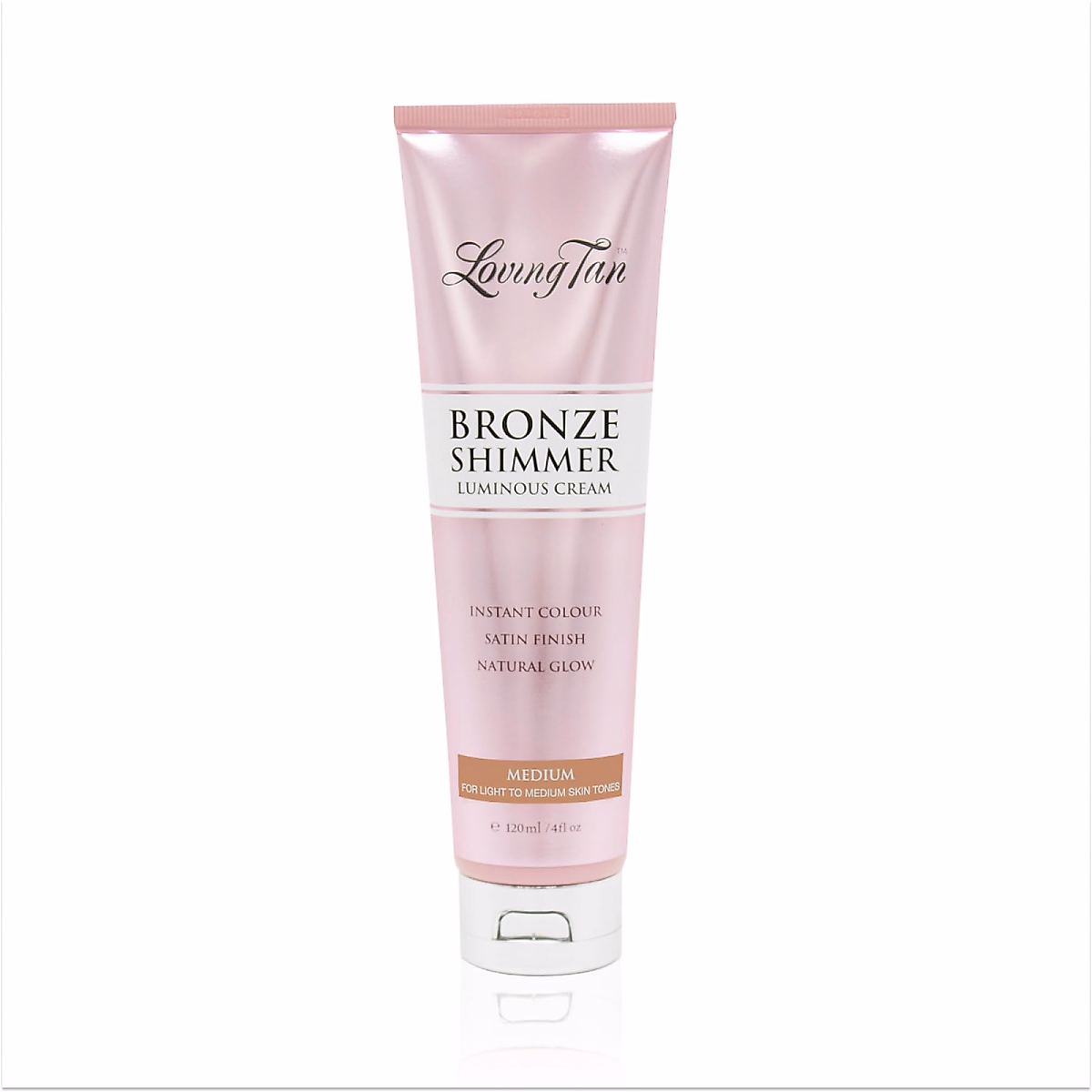 Loving Tan Bronze Shimmer Luminous Cream, Medium - Streak Free, Natural Looking, Instant Sunless Tanner - 6+ Self Tanning Applications per Tube, Cruelty Free - 4 FL Oz