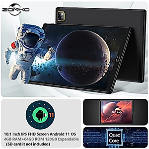 Tablet 10 Inch Android 11.0 Tablet with Keyboard, Dual 2.4+5G WiFi Tablets 64GB Storage 128GB Expandable, 4G RAM 6000mAh Battery Google Certified Tablet Include Keyboard Mouse Case Stylus