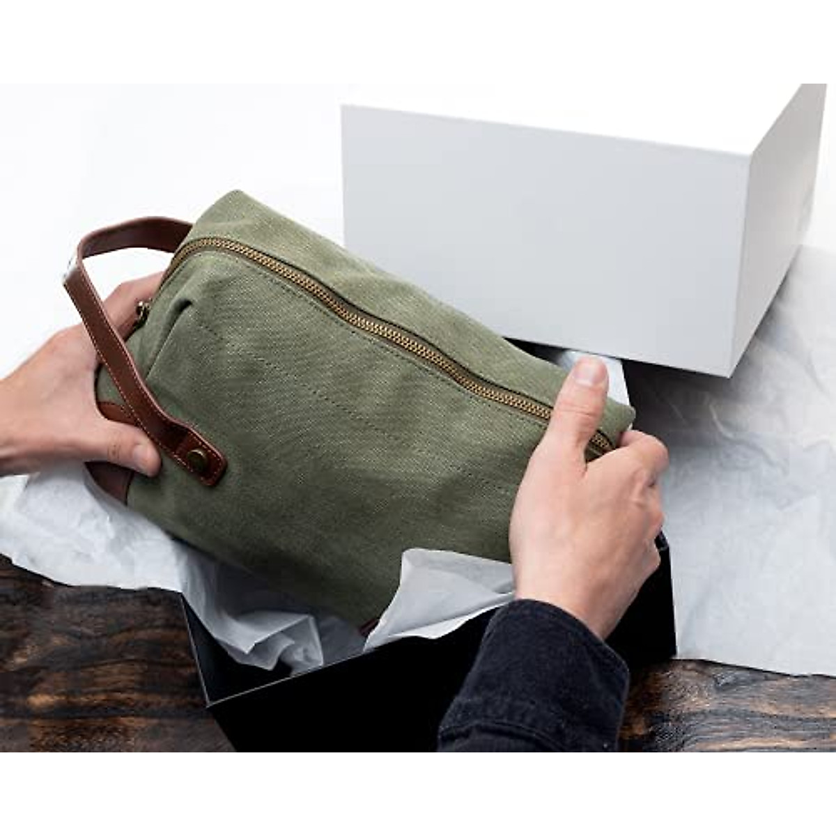 Vetelli Vintage Canvas Toiletry Bags, Travel In Style, Waterproof Canvas Dopp Kits, Durable (Marco)