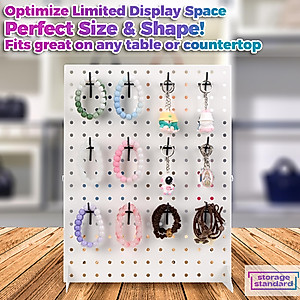 Pegboard Display Stand for Craft Shows & Fairs - Metal Store Display for Selling Accessories, Earring, Jewelry, Pin Display Stands for Retail Stores, Vendors & Events - 17" x 13” Designer White