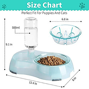 BINGPET Automatic Feeder Slow Food and Refill Water Bowl for Cat & Dog, Removable Automatic Water Dispenser and Slow Food Bowl, Non-Slip Pet Feeder Water Bowls for Cats and Puppies
