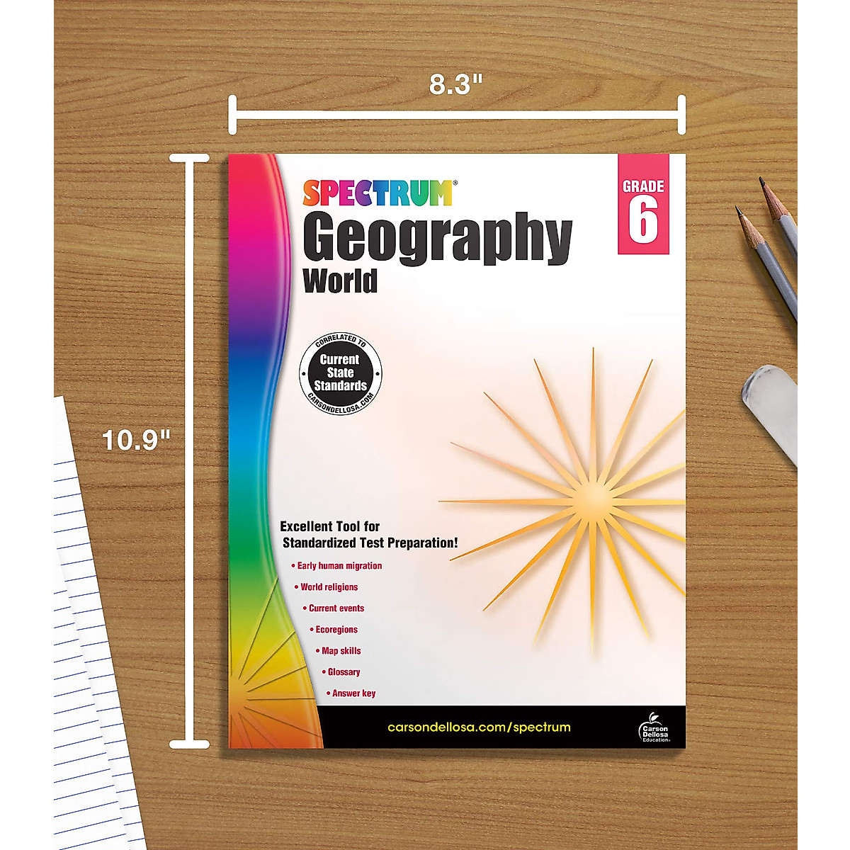 Spectrum Grade 6 Geography Workbook, 6th Grade Workbook Covering International Current Events, World Religions, Migration World History, and World Map ... or Homeschool Curriculum (Volume 96)