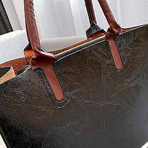 3pcs Set Chic Handbags PU Leather Satchel Bags Chain Shoulder Messenger Bag Purses Wallet Top Handle Work Bags (Brown)