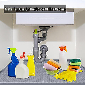 Under Sink Mat - 34" x 22" Waterproof Under Sink Kitchen Cabinet Mat with Drain Hole,Kitchen Bathroom Cabinet Floors Mat,Silicone Under Sink Mat,Flexible Under Sink Mats
