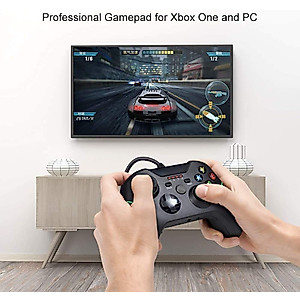 Wired Controller for Xbox One, Upgraded Game Controller Compatible with Xbox One/X/S/and PC(Black 1)