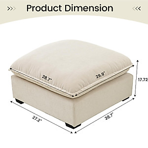 HALLYBEE Comfy Cloud Couch Ottoman Moveable Oatmeal Modular Sectional Sofa