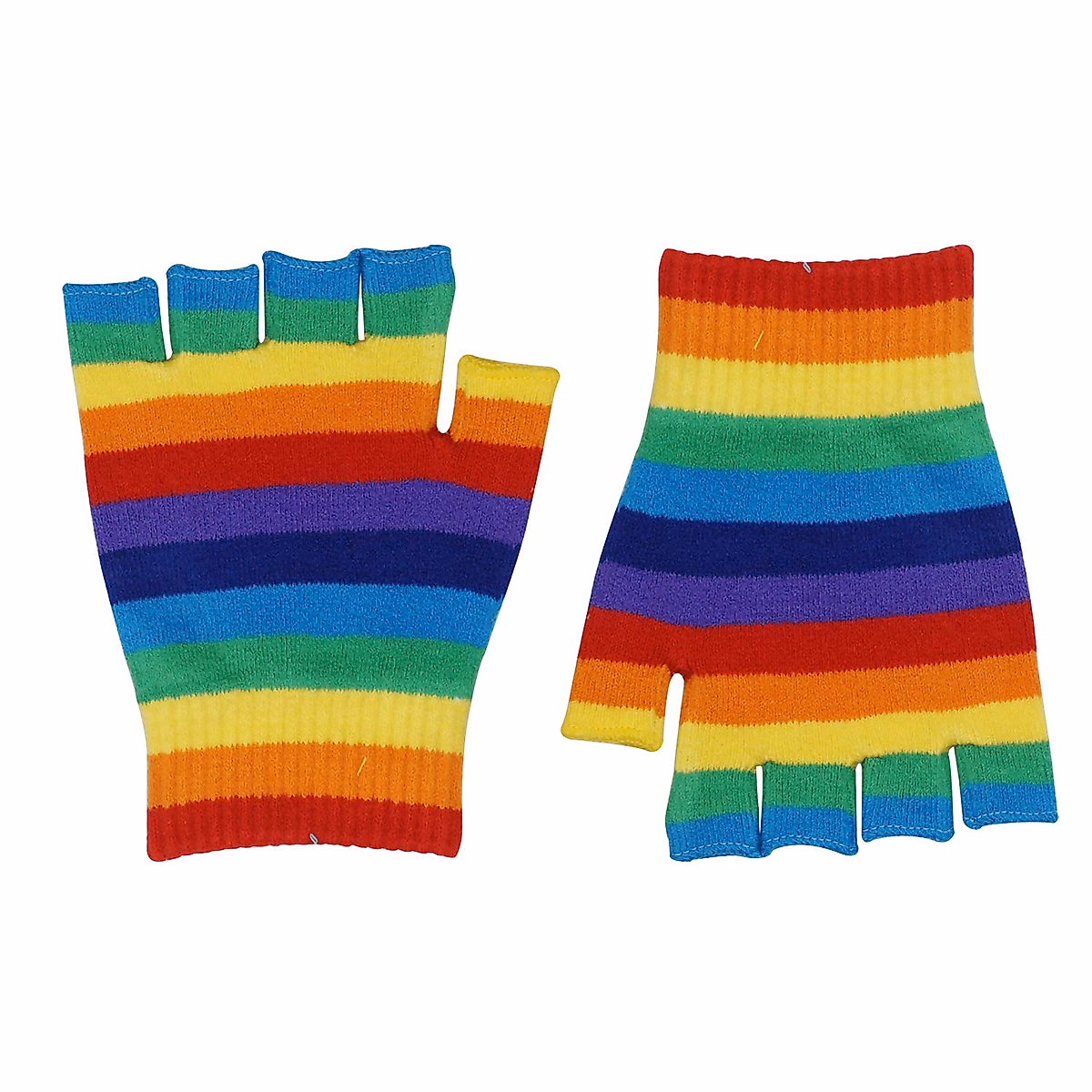 Bienvenu Unisex Half Finger Gloves Kint Convertible Fingerless Winter Mitten, Rainbow
