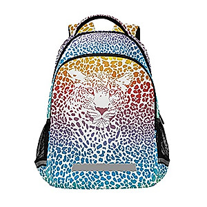 ALAZA Leopard Print Cheetah Animal Rainbow Colorful Backpack Purse for Women Men Personalized Laptop Notebook Tablet School Bag Stylish Casual Daypack, 13 14 15.6 inch