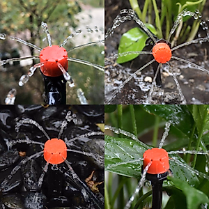 KOHAND 200 Packs 1/4 Drip Irrigation Emitters, 360 Degree Adjustable Irrigation Drippers for Tube Drip Spray Emitters for Garden, Patio, Lawn, Flower Bed