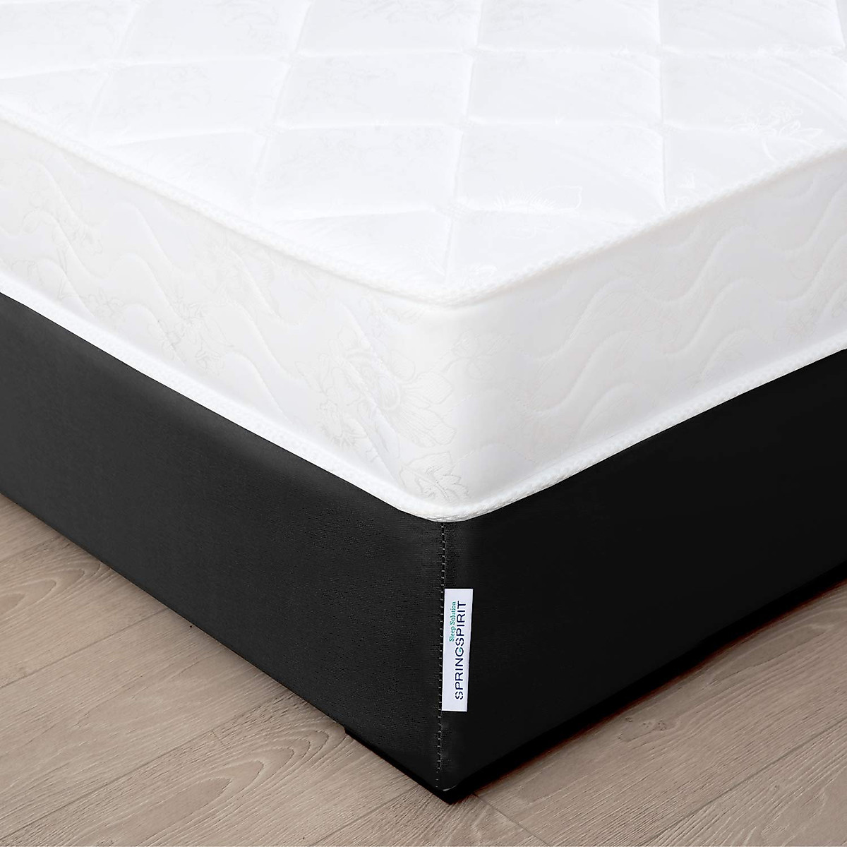 Box Spring Cover Queen Size, Alternates for Bed Skirt, Smooth and Elastic Woven Material Wrap Around 4 Sides of The Box Spring, Wrinkle & Fading Resistant, Washable, Dustproof, Black